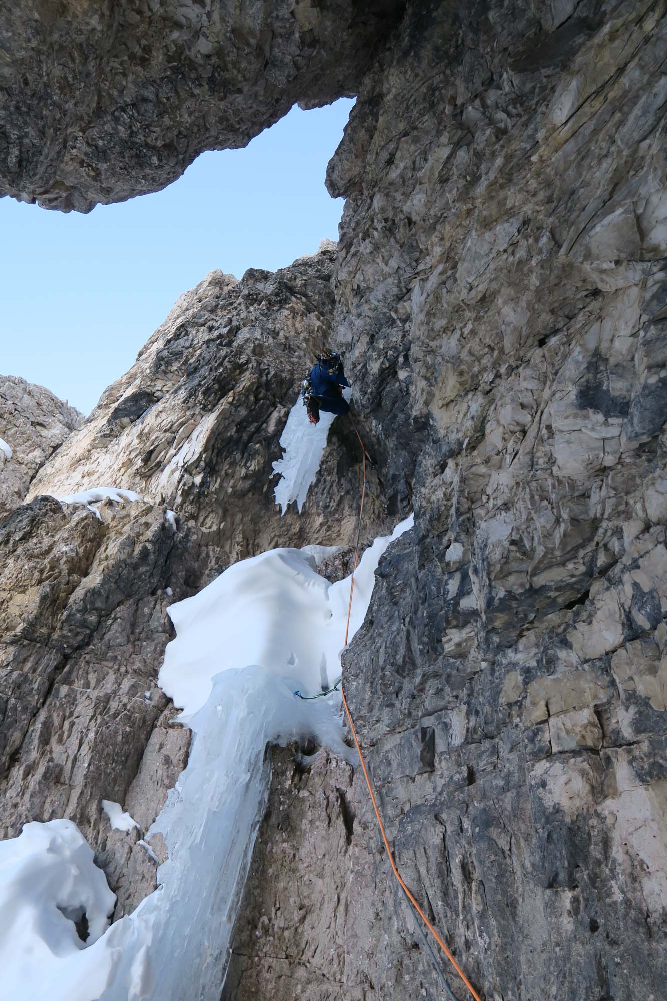 "Astner-Troi" mit Innerkoflerausstieg (M6 WI5 55°), Monte Cristallo ...